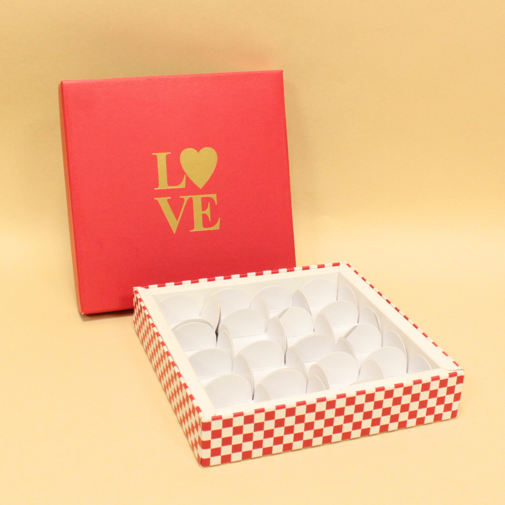 Valentines 16 cavity Chocolate Rigid Box | 7.5x7.5x1.5 Inches – PACLIO ...